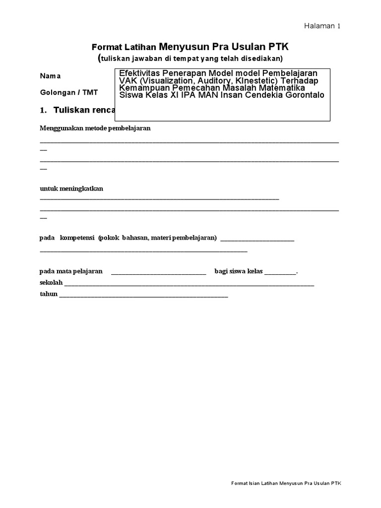 Format Latihan PTK | PDF