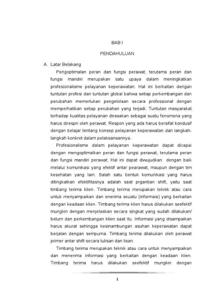 Komponen Penting Timbang Terima Keperawatan | PDF