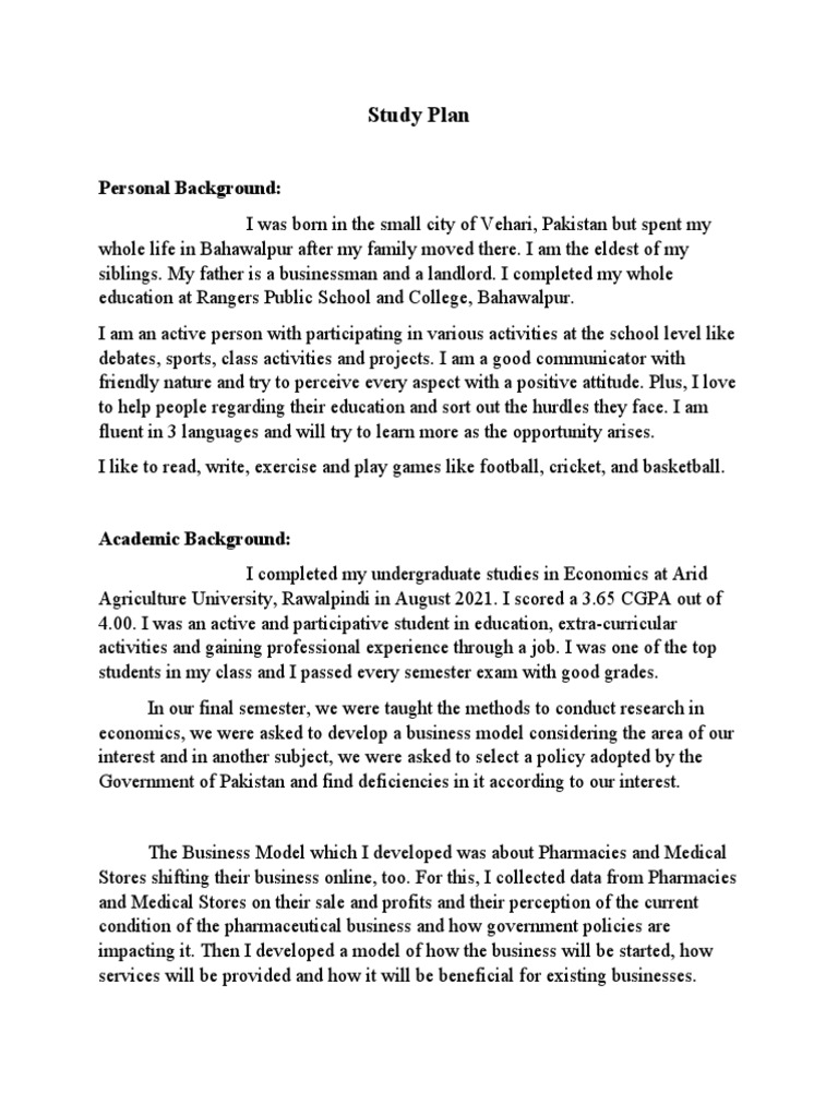 Study Plan | PDF | Economics | China