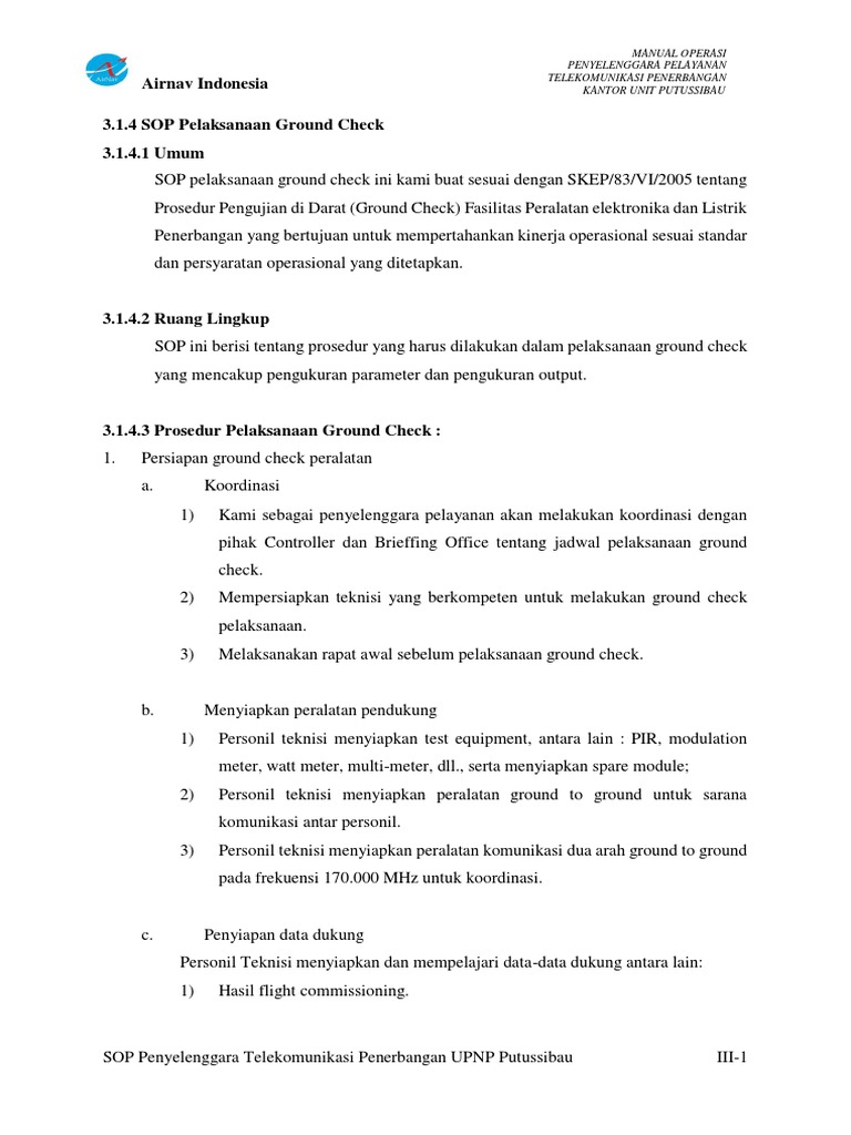 Sop Ground Check | PDF