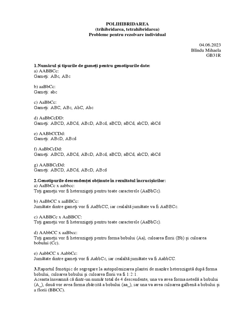 Polihibridarea-Probleme Rezolvate | PDF