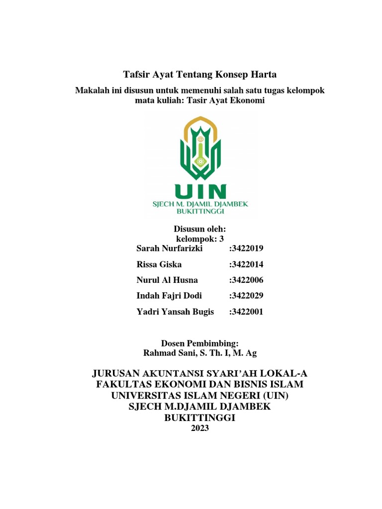 Makalah Kelompok 3 Tentang Konsep Harta Tafsir Ayat Ekonomi | PDF