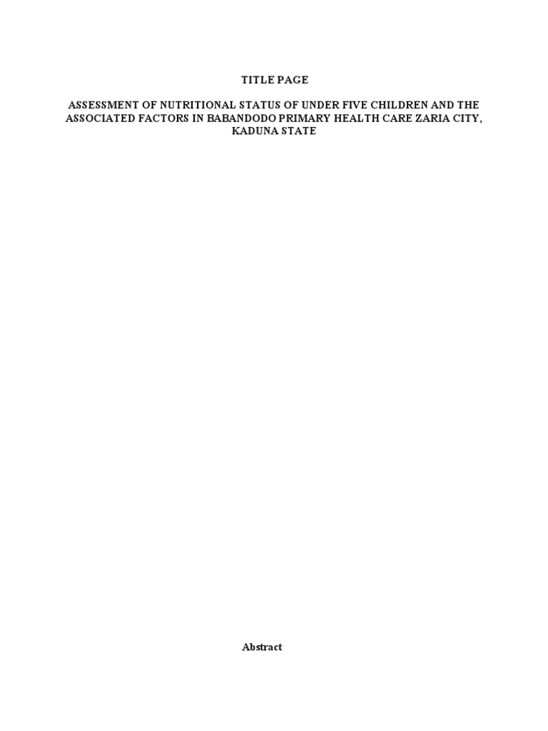 Assessment of Nutritional Status of Under Five Children | PDF ...