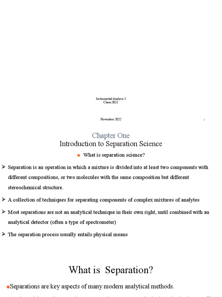 Chapter One Analytical Separation Techniques | PDF | Mixture | Filtration
