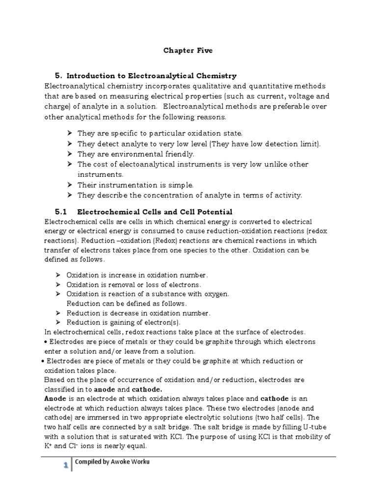 Electroanalytical Chemistry Basics | PDF | Redox | Anode
