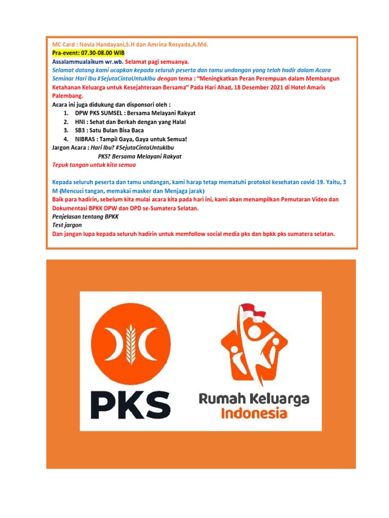 Contoh MC Card Agenda PKS | PDF