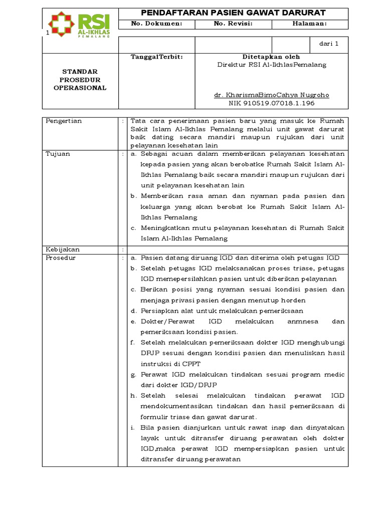 SPO Pendaftaran IGD | PDF