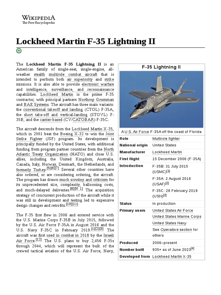 Lockheed Martin F-35 Lightning II | PDF