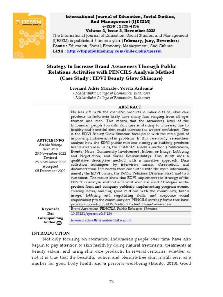 EDVI Beauty Glow: Brand Awareness Strategy | PDF | Brand | Public Relations