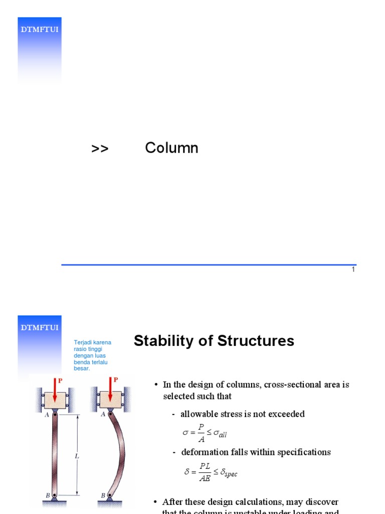 Column Stability and Buckling Analysis | PDF | Beam (Structure) | Column