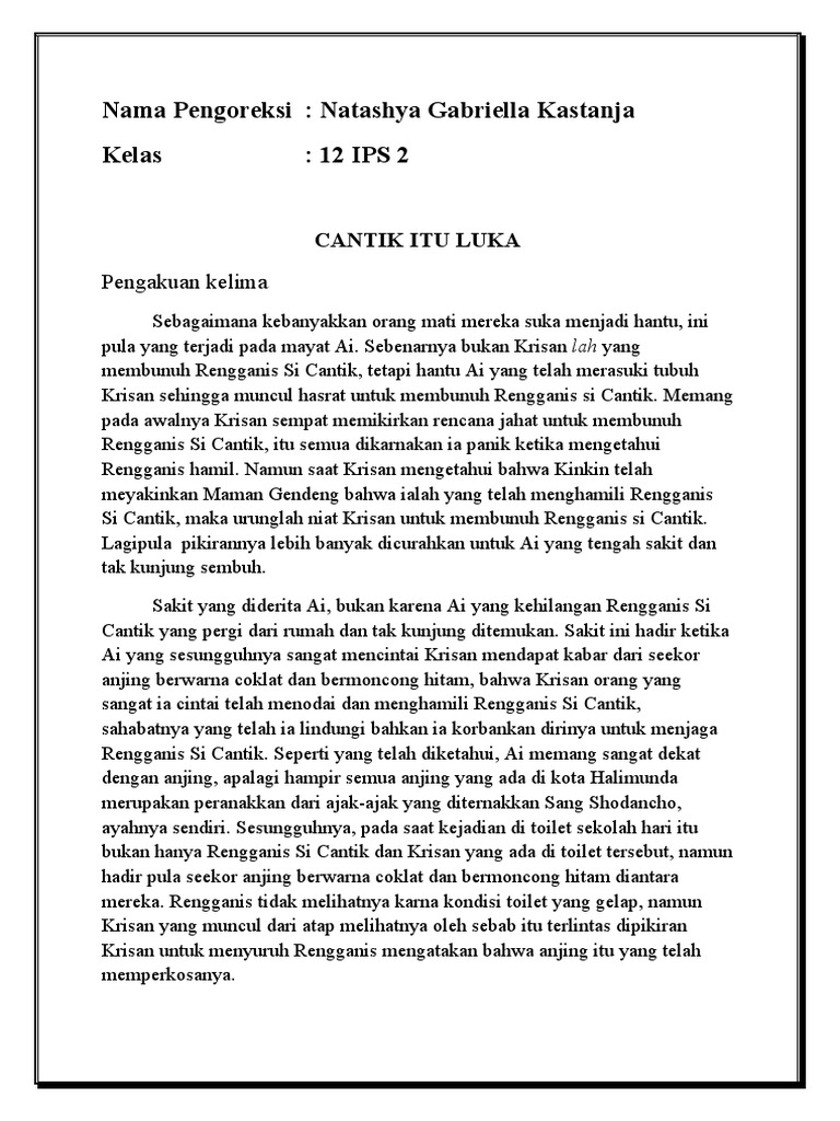 Resensi Novel Cantik Itu Luka | PDF