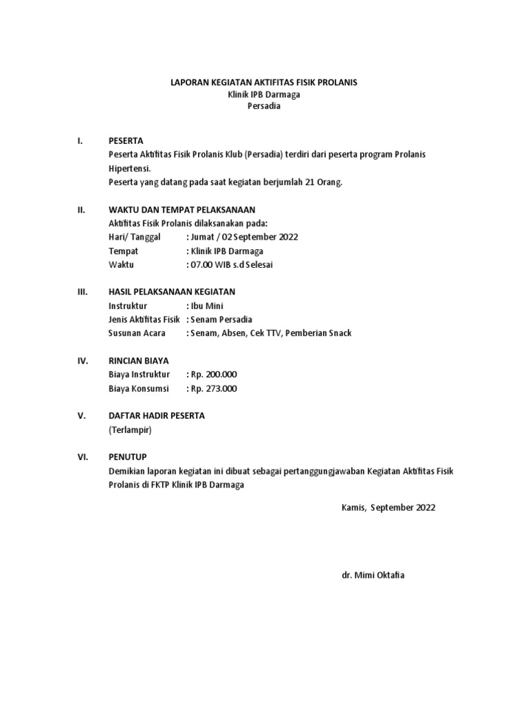 Laporan Pelaksanaan Program Promotif Dan Preventif | PDF
