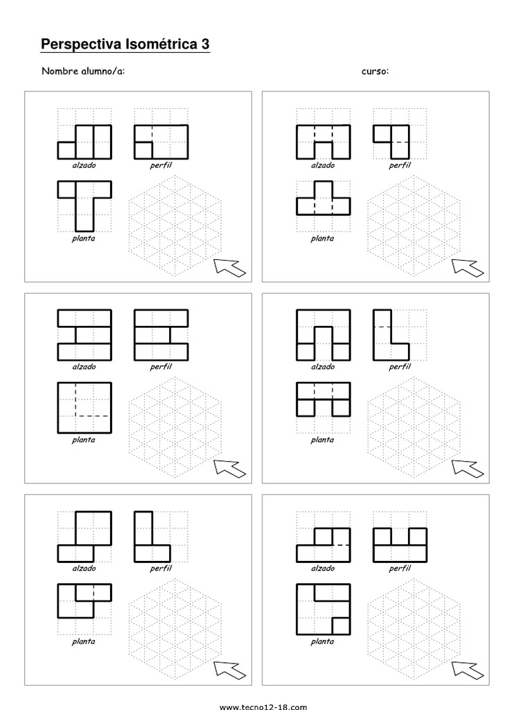 Perspectiva Isométrica en Dibujo Técnico | PDF
