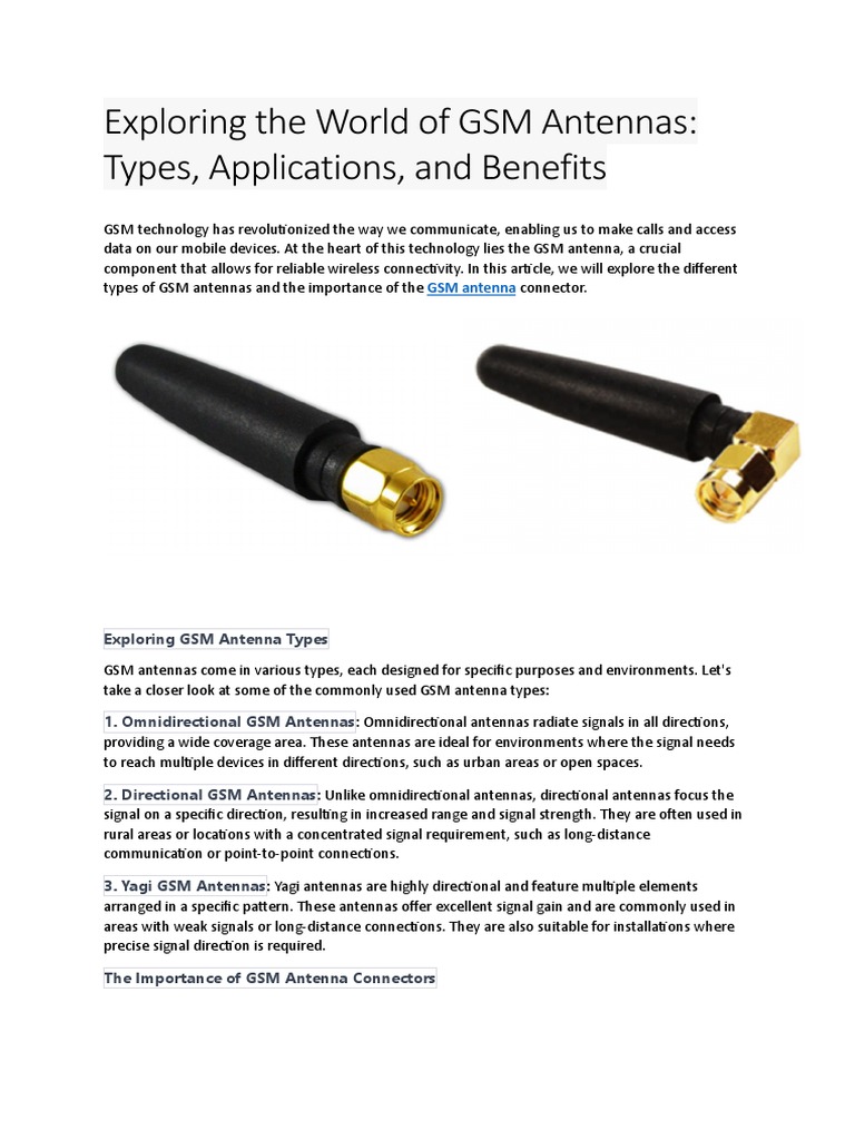Exploring The World of GSM Antennas: Types, Applications, and Benefits ...