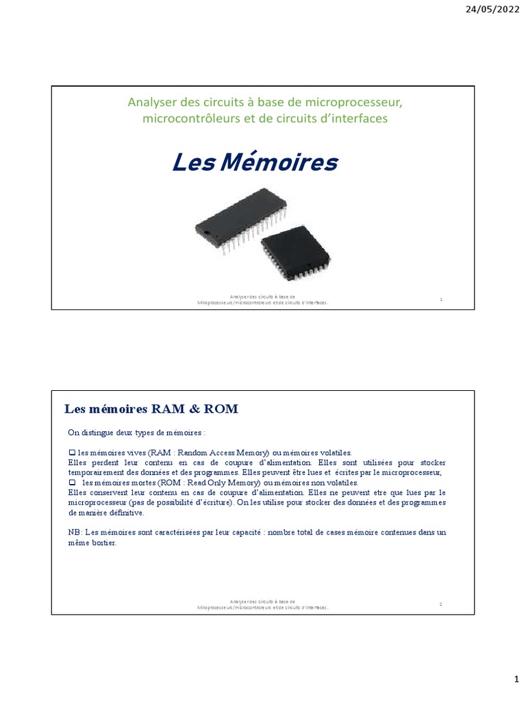 Analyse des mémoires RAM et ROM | PDF