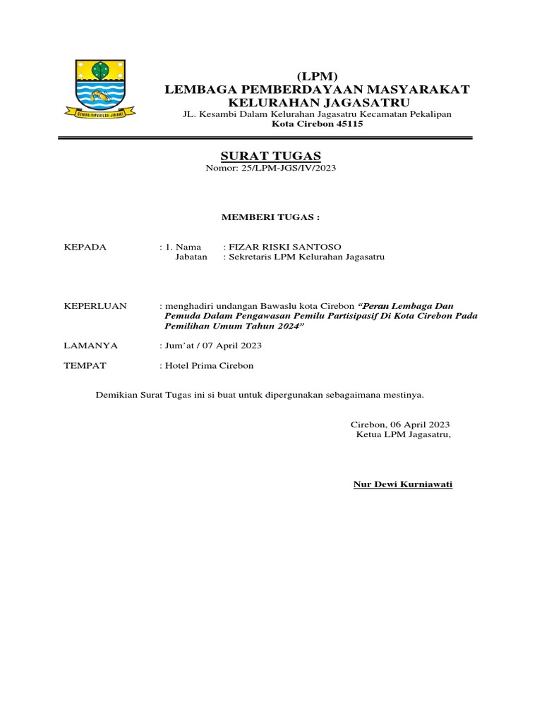 Surat Tugas LPM JGS | PDF