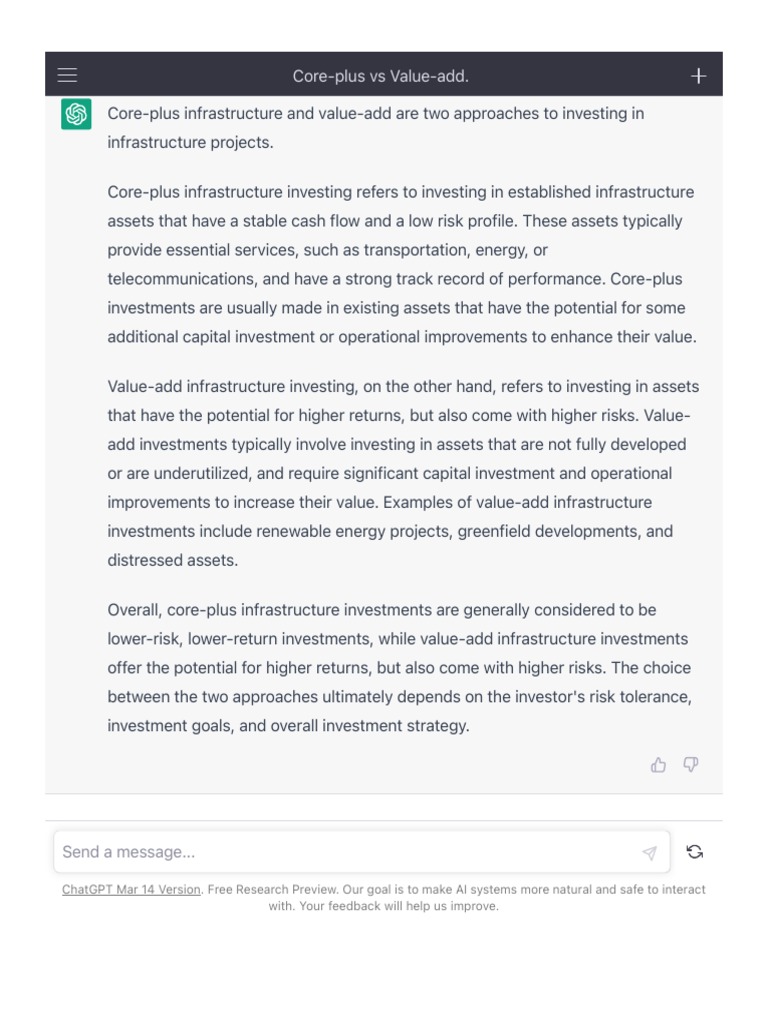 Core-Plus Vs Value-Add Infrastructure | PDF