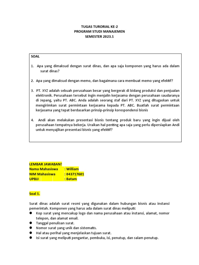 Tugas 2 Komunikasi Bisnis | PDF