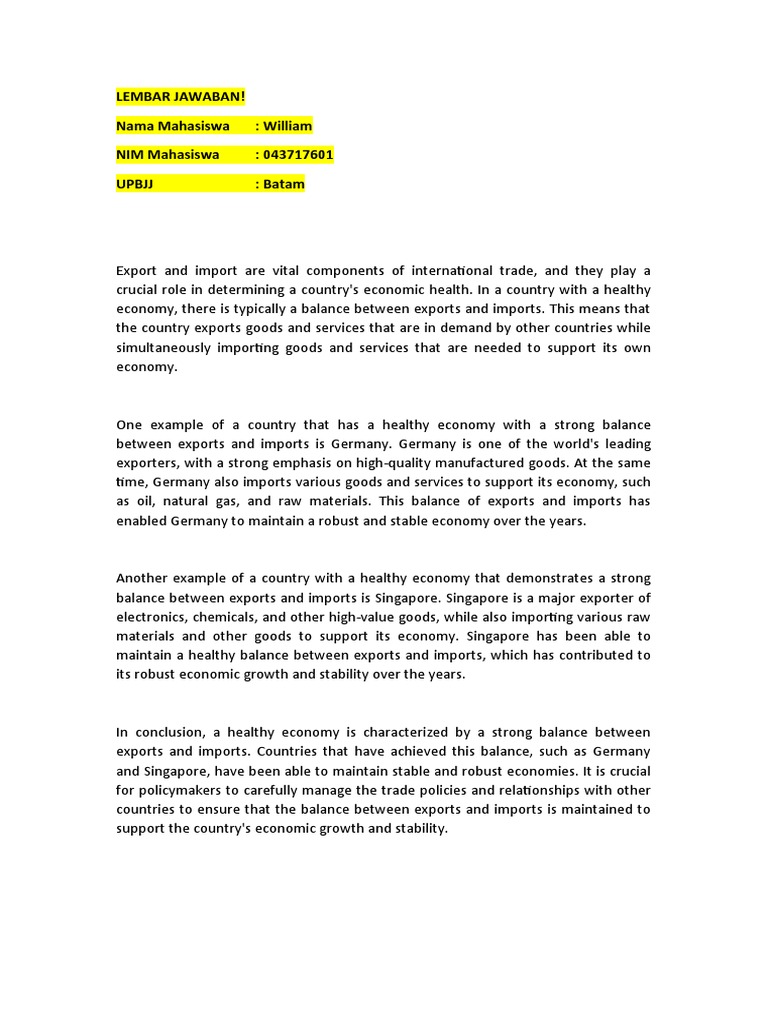 Export-Import Balance in Economies | PDF | Social Science