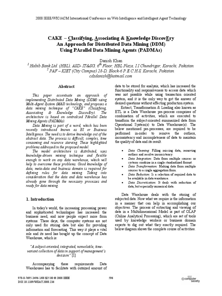 Cake - Classifying, Associating & Knowledge Discovery An Approach For Distributed Data Mining ...