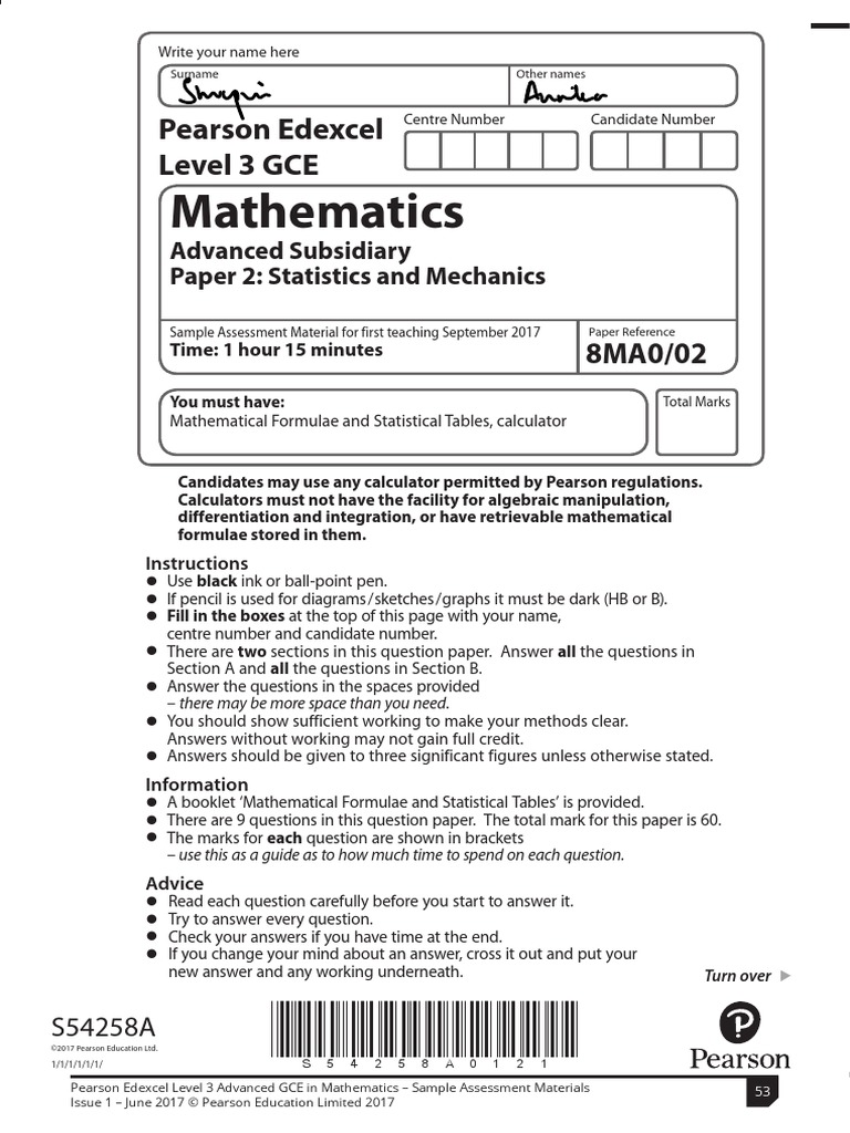 Sample Statistics and Mechanics Paper | PDF | Acceleration | Scientific ...