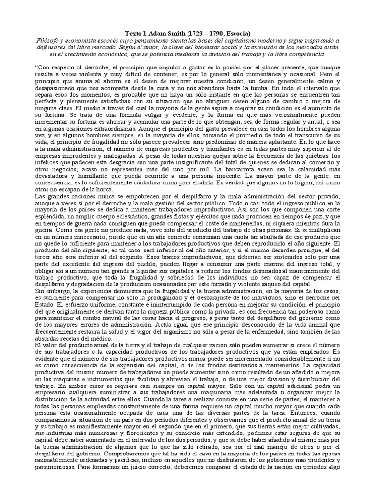 Texto Adam Smith y Karl Marx | PDF