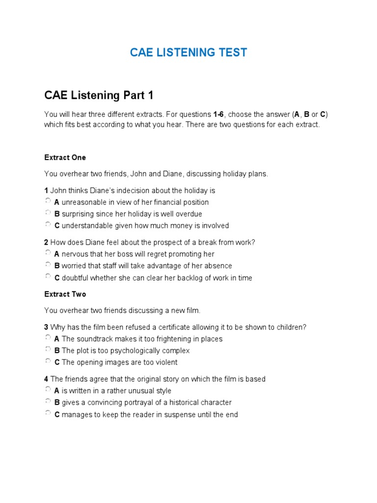 CAE LISTENING TEST - Mar-05-2023 | PDF | Museum | Cognition