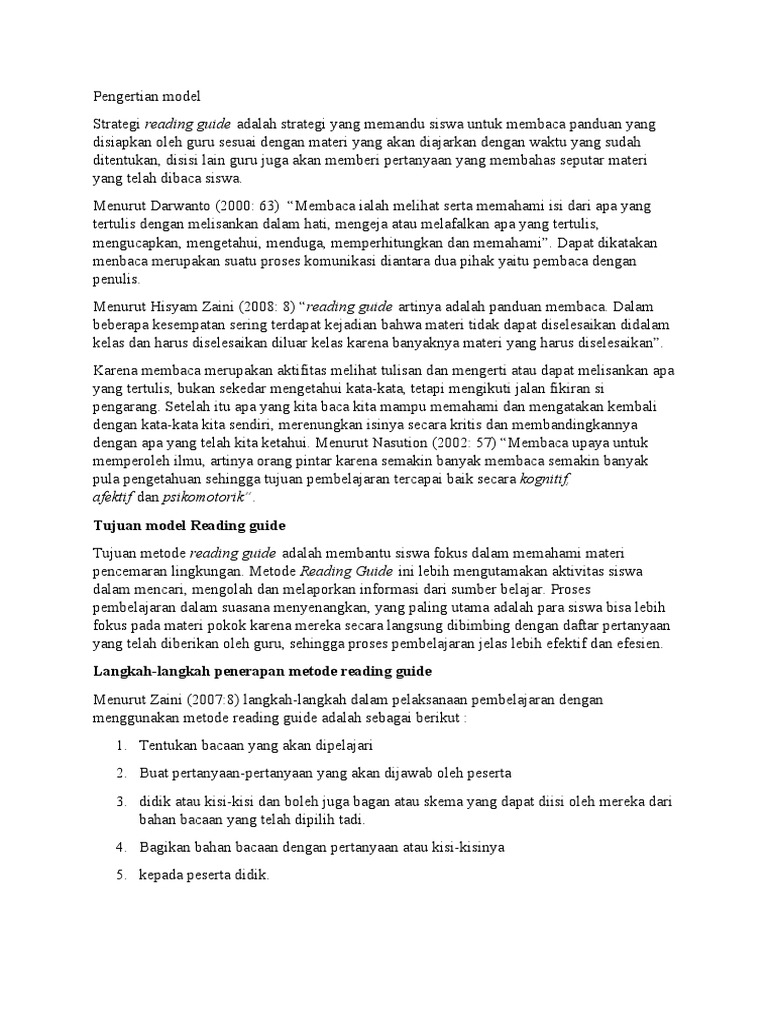 Pengertian Model Reading Guide | PDF