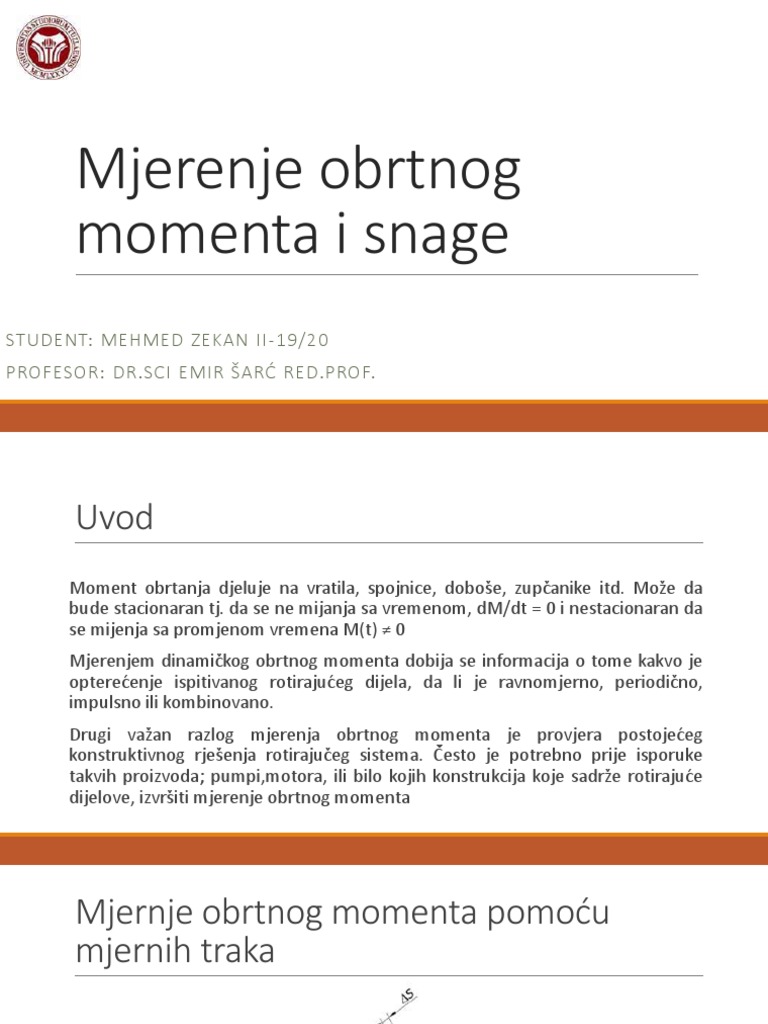Mjerenje obrtnog momenta i snage (1) | PDF