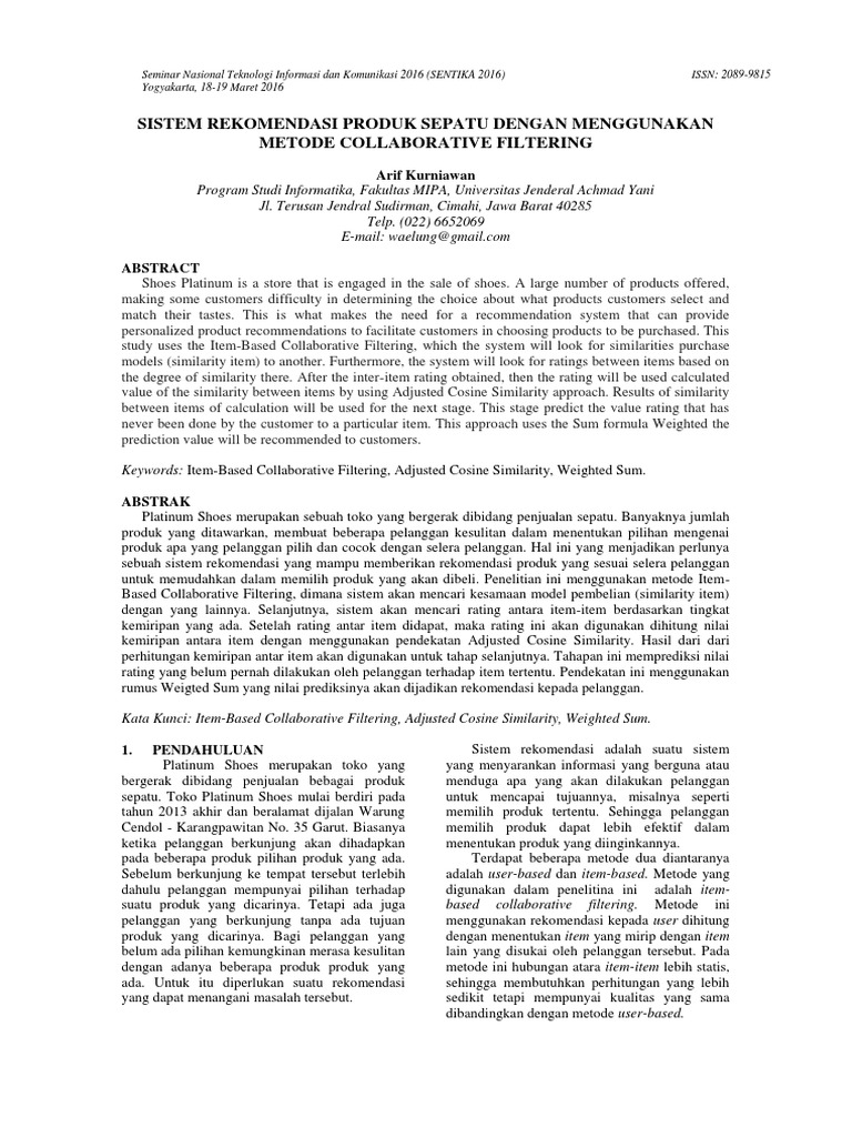 Sistem Rekomendasi Produk Sepatu Dengan Menggunakan Metode ...