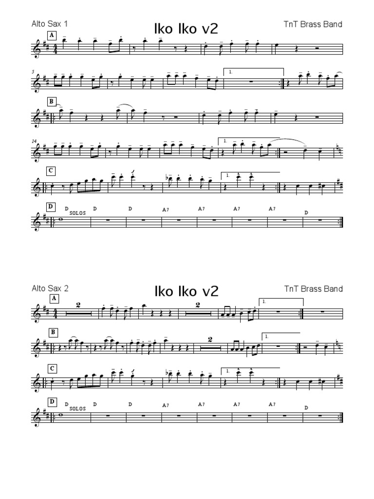 Iko Iko TNT Brass Band - v2 All Parts | PDF
