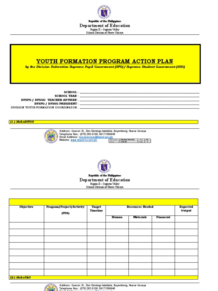 Youth Formation Program Action Plan | PDF