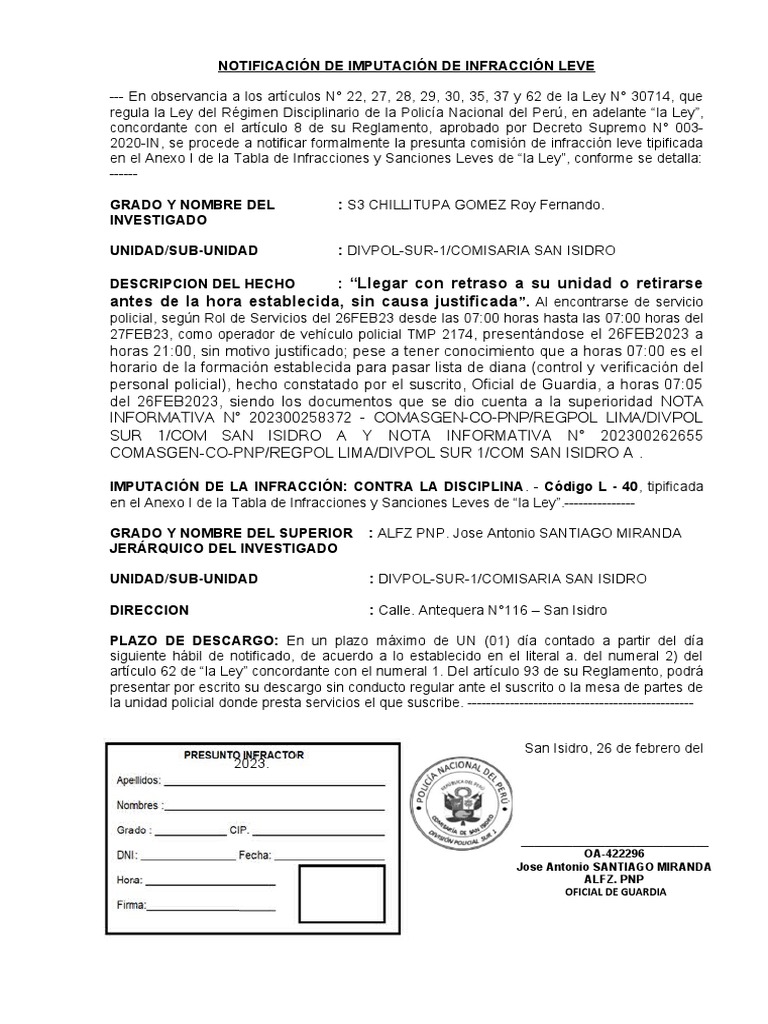 NOTIFICACIÓN FALTO AL SERVICIO | PDF | Disciplinas | Policía NOTIFICACIÓN FALTO AL SERVICIO | PDF | Disciplinas | Policía