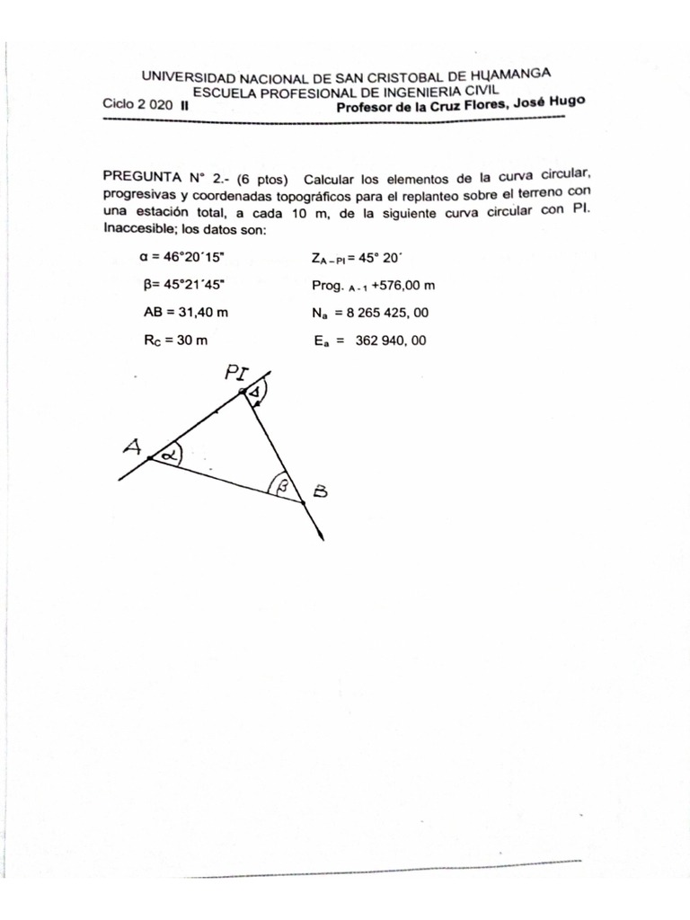 Problema de Curvas - Topografía II | PDF