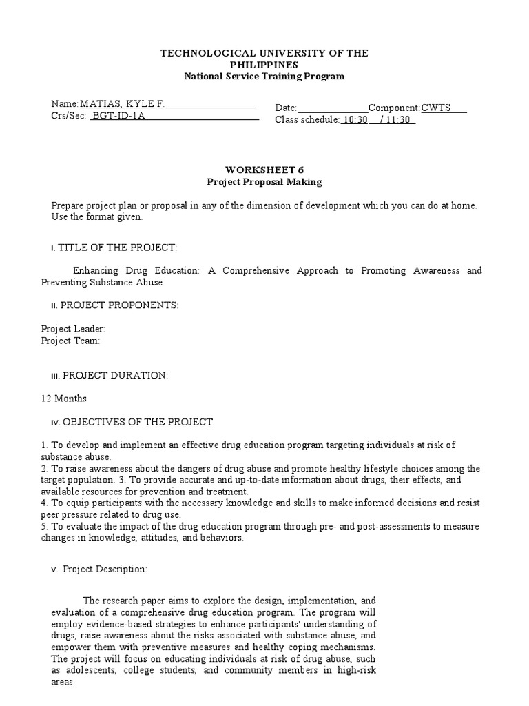 NSTP 2 Worksheet 6 - Matias | PDF | Substance Abuse