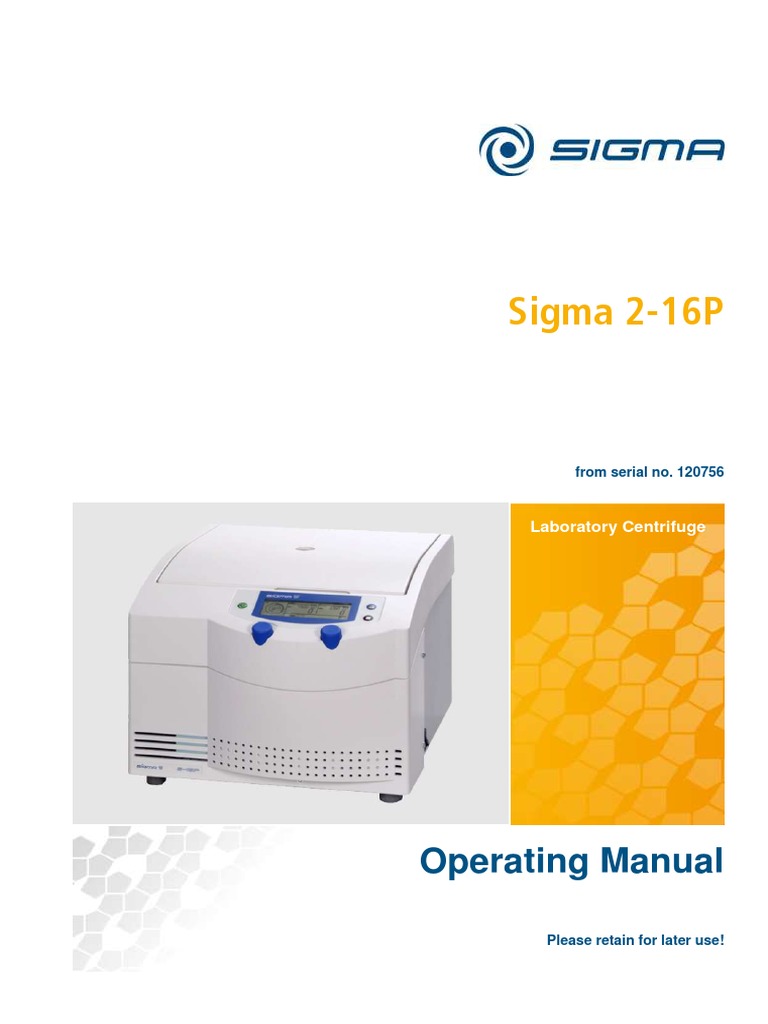 Sigma 2-16P: Operating Manual | PDF | Rotation Around A Fixed Axis ...