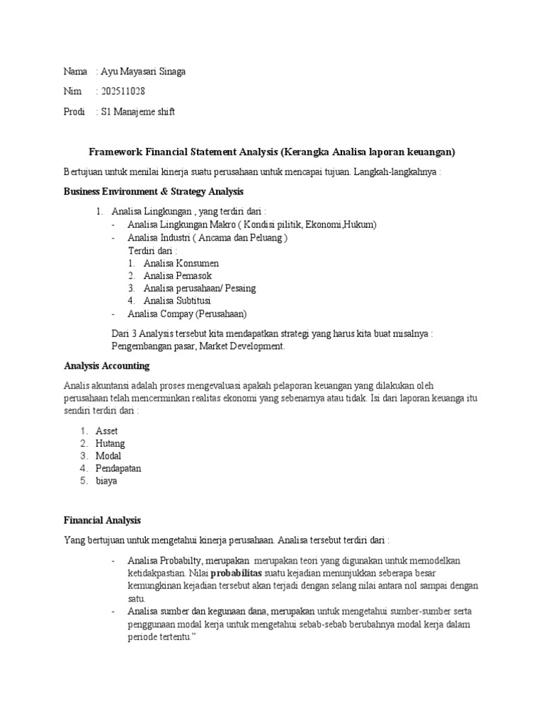 Tugas Rangkuman Framework Financial Statement Analysis | PDF