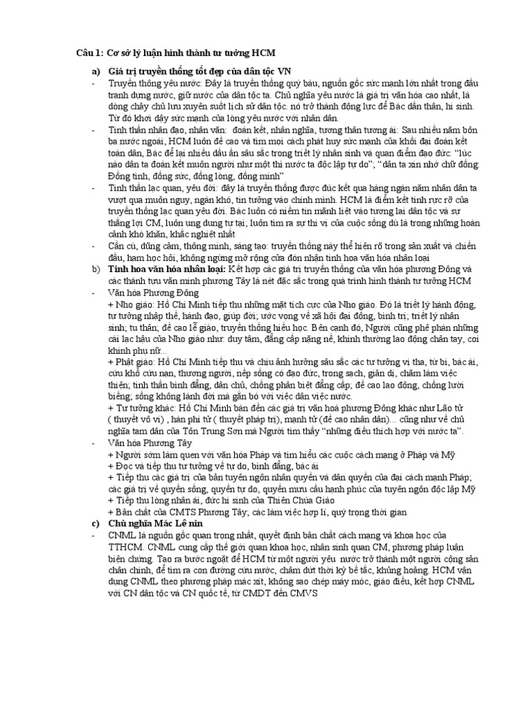 Ôn tập giữa kì TTHCM | PDF