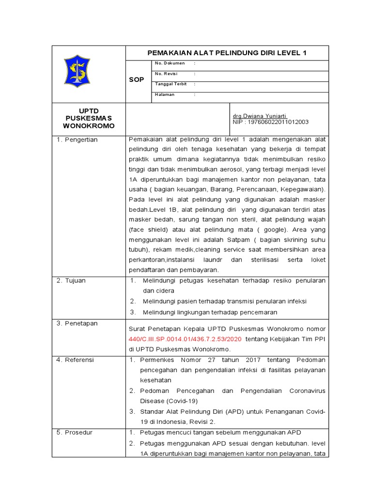 Sop Apd Level 1 | PDF