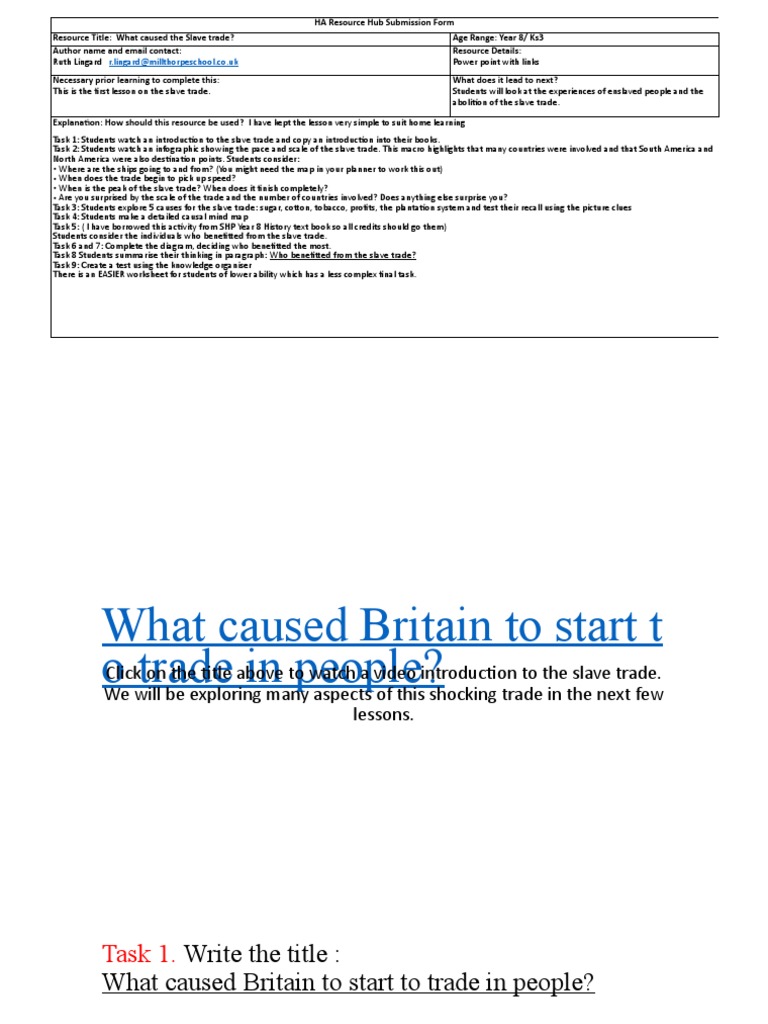 What Caused The Slave Trade Ruth Lingard | PDF | Atlantic Slave Trade ...