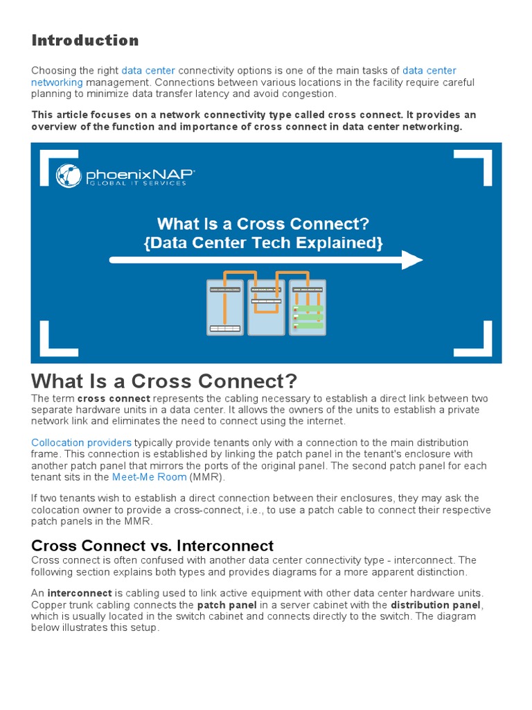What Is A Cross Connect - (Data Center Tech Explained) - phoenixNAP KB | Download Free PDF ...