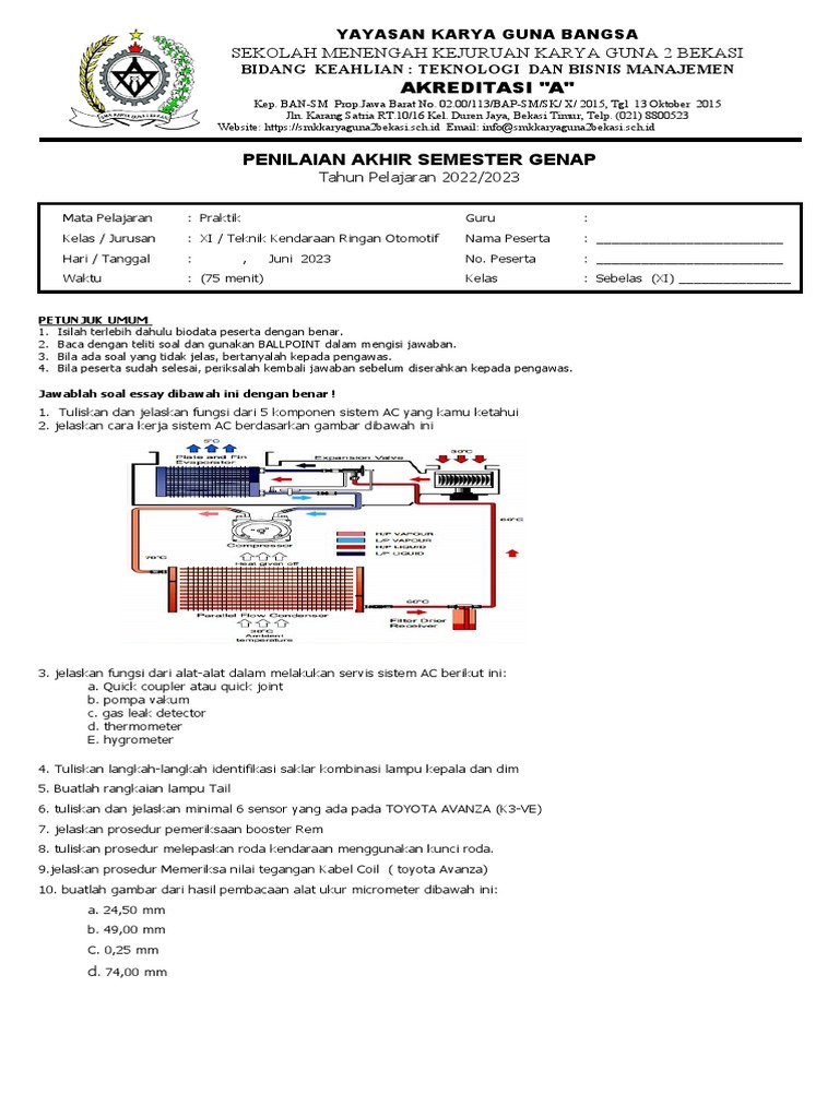 Soal Praktik Tkr Kelas Xi Pdf