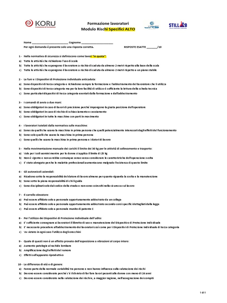 Test Rischio Alto | PDF Test Rischio Alto | PDF