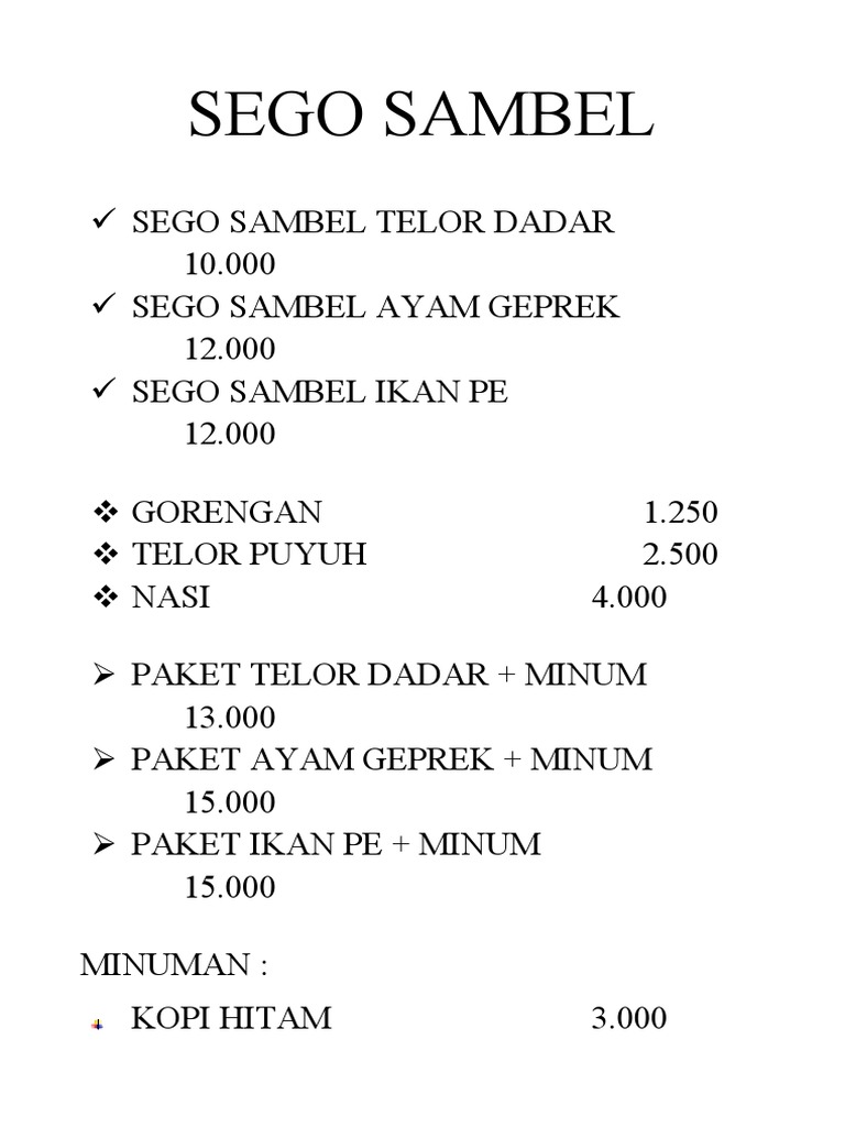 Sego Sambel | PDF