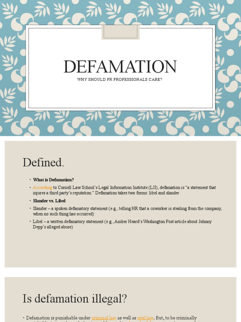 Defamation | PDF | Defamation | Communication