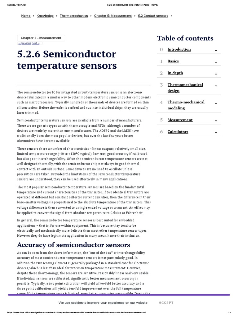 Overview of Semiconductor Temperature Sensors | PDF | Sensor | Diode