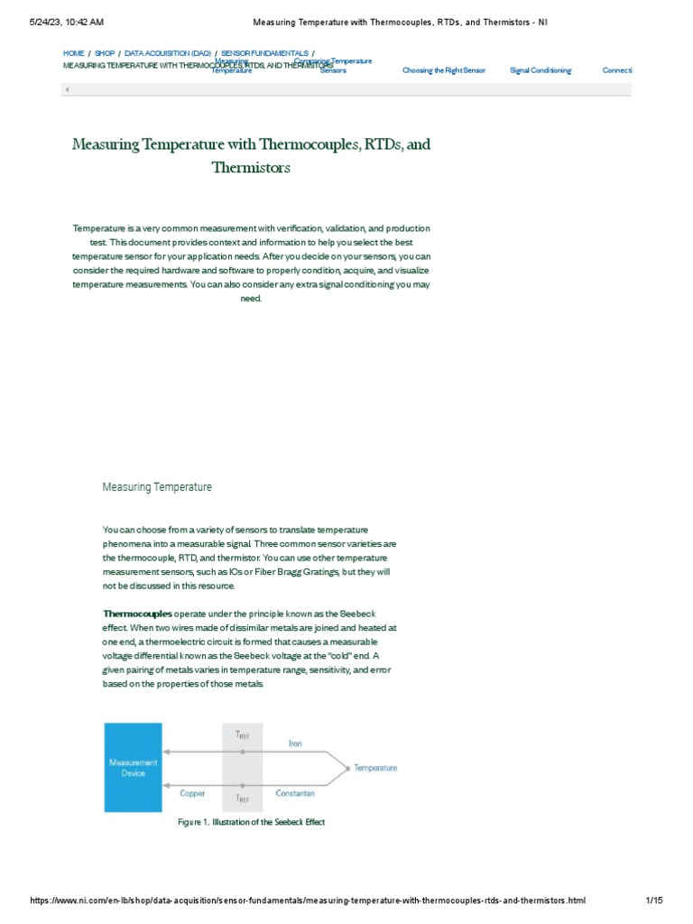 Measuring Temperature With Thermocouples, RTDS, and Thermistors - NI | PDF | Thermocouple ...