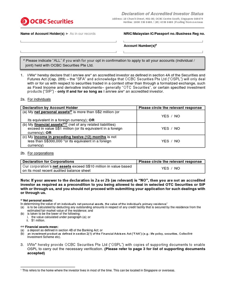 Accredited Investor Declaration | PDF Accredited Investor Declaration | PDF