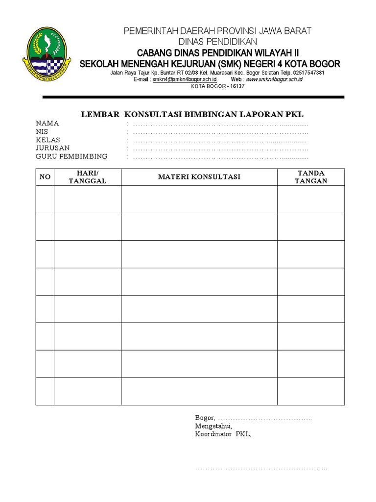 Lembar Konsultasi Bimbingan Laporan PKL | PDF