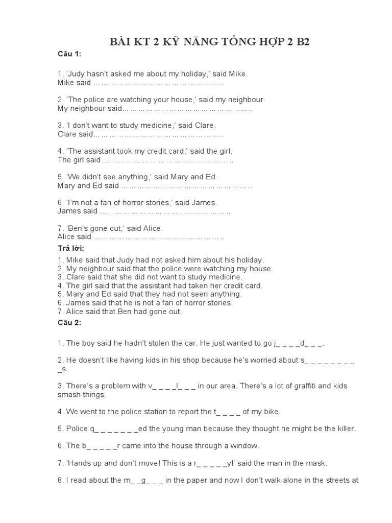Bài KT 2 K Năng T NG H P 2 B2 | PDF